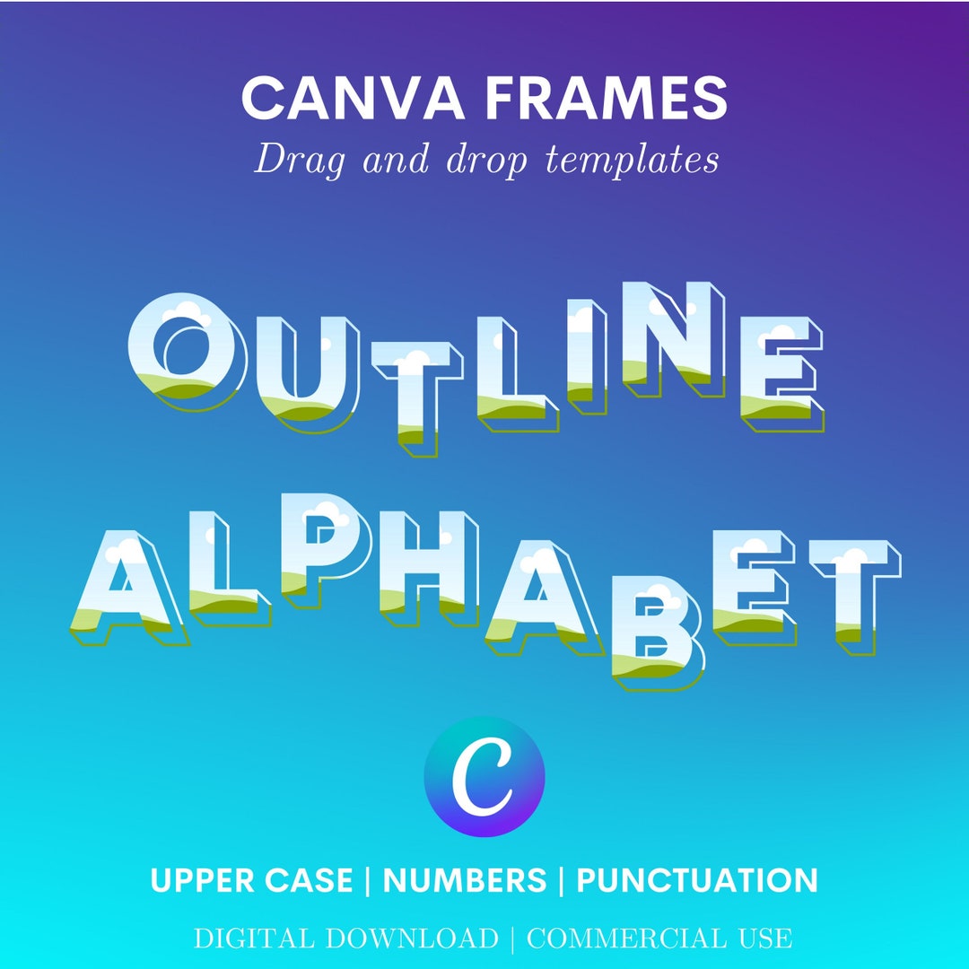 Outline Alphabet Canva Letter Frames Canva Editable Drag and Drop ...