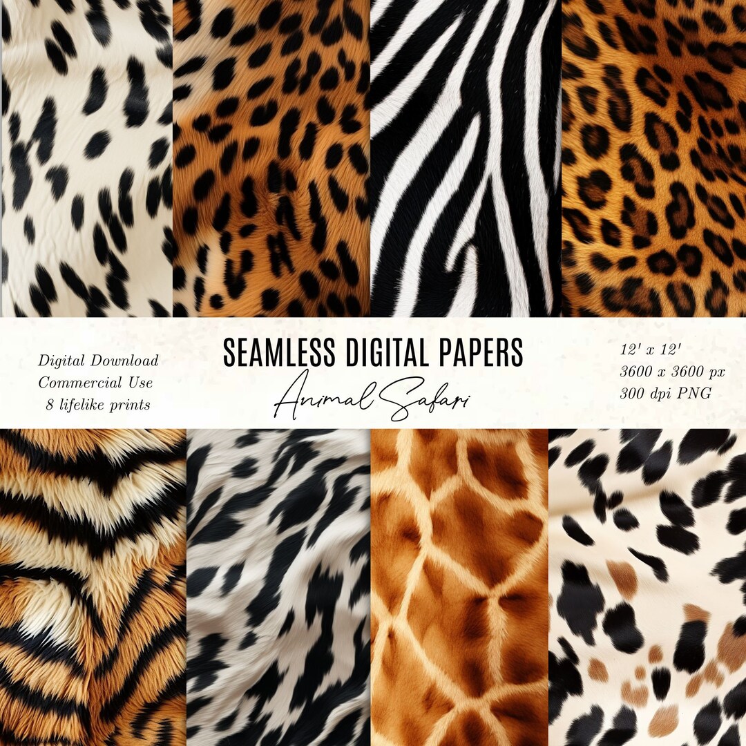 Seamless Pattern Animal Print Digital Paper Cowhide Western Cheetah ...