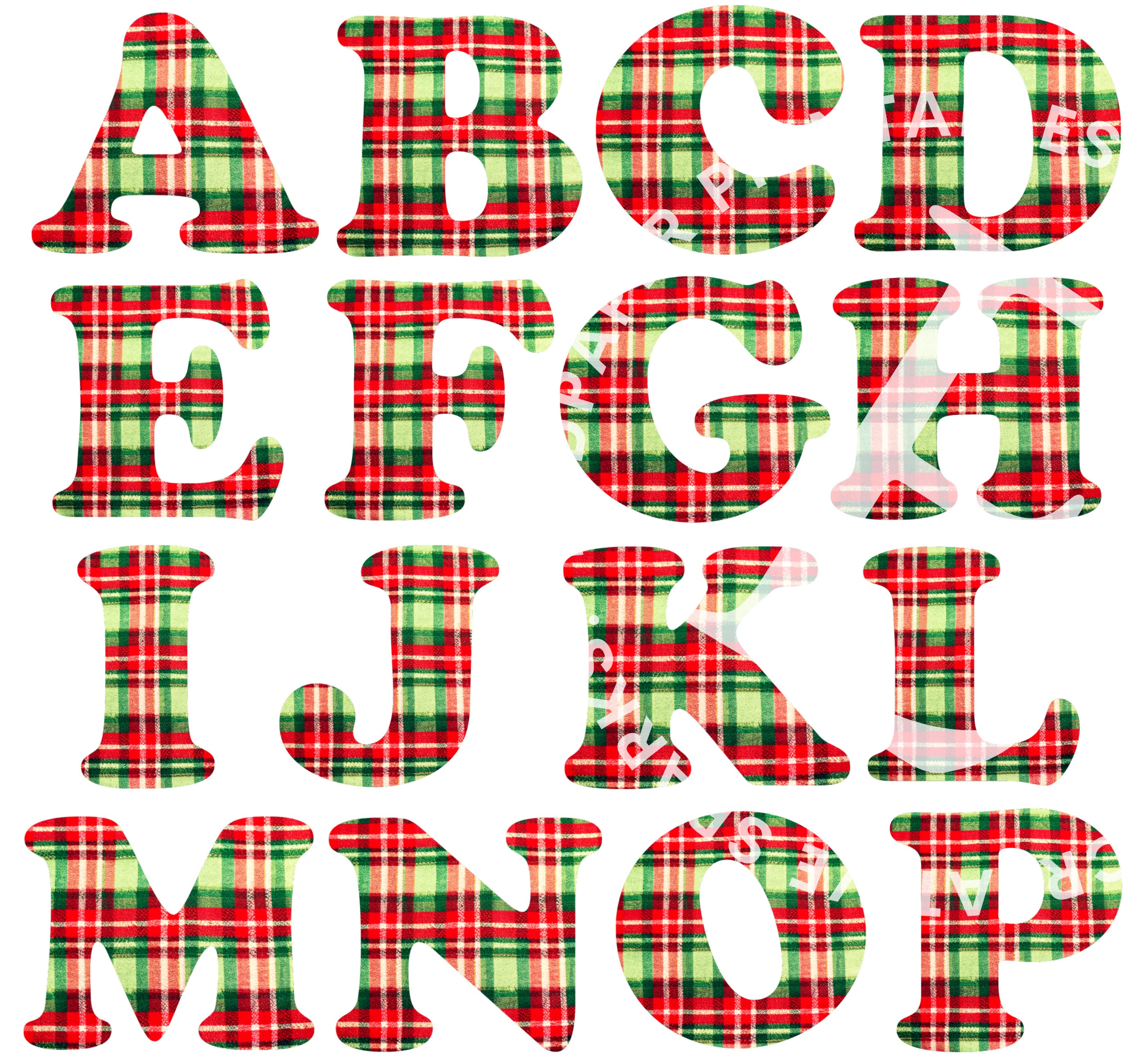 Plaid Letter Clipart Red Plaid Clipart Bundle Plaid - Etsy