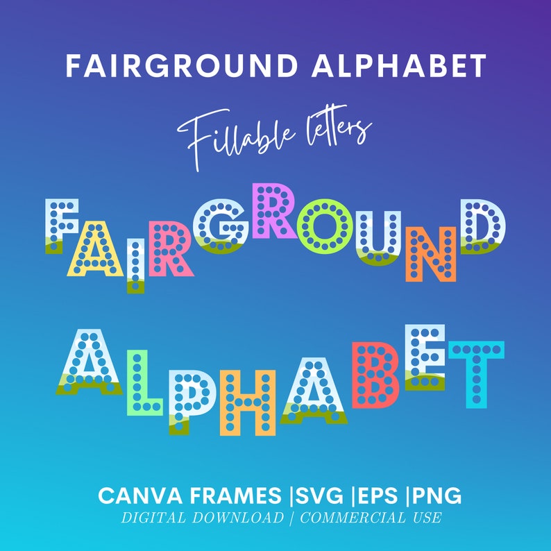 Canva Fillable Letters Fairground Alphabet Alphabet Svg - Etsy