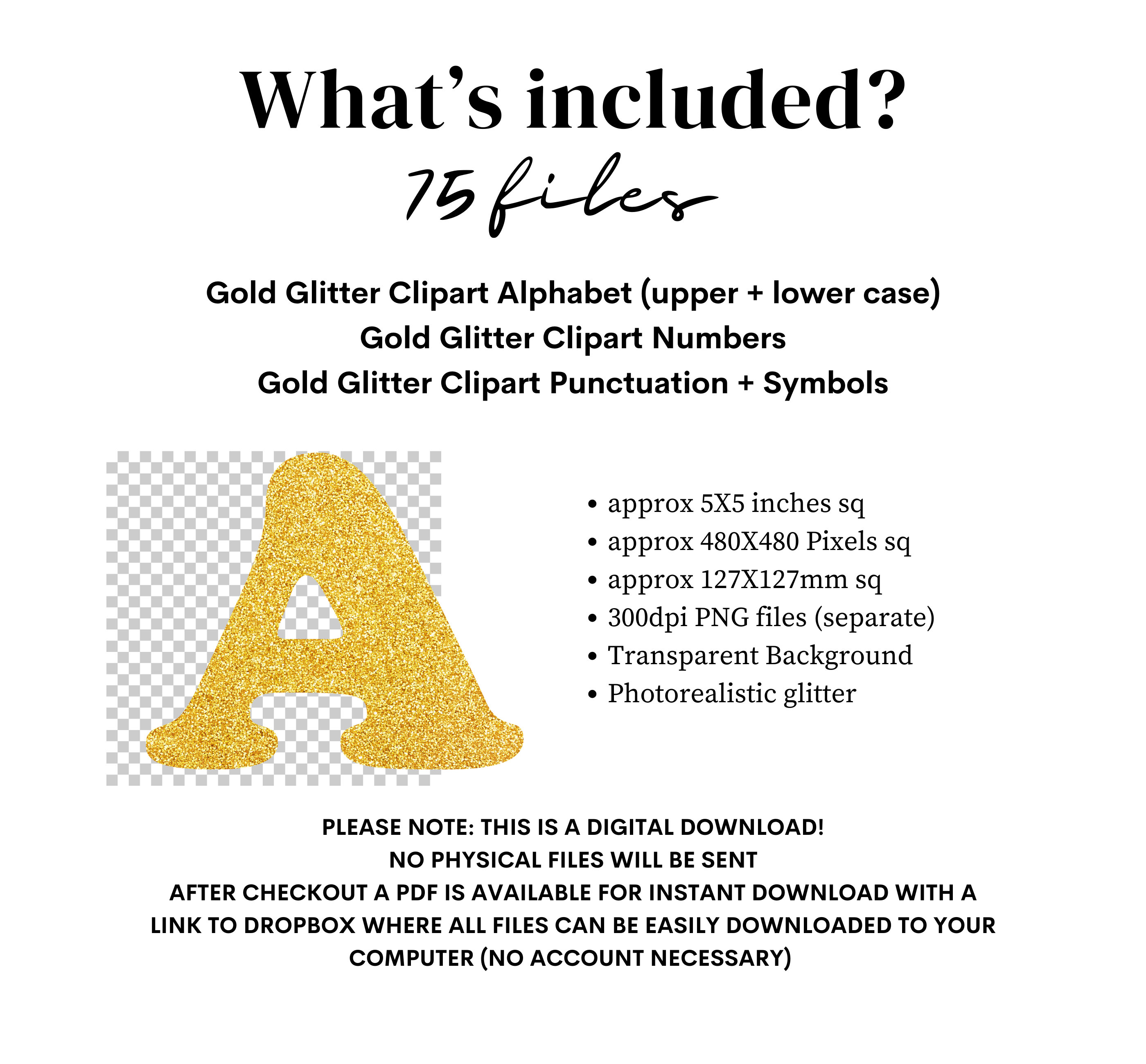Gold Letter Clipart Gold Glitter Font Gold Number Clipart - Etsy