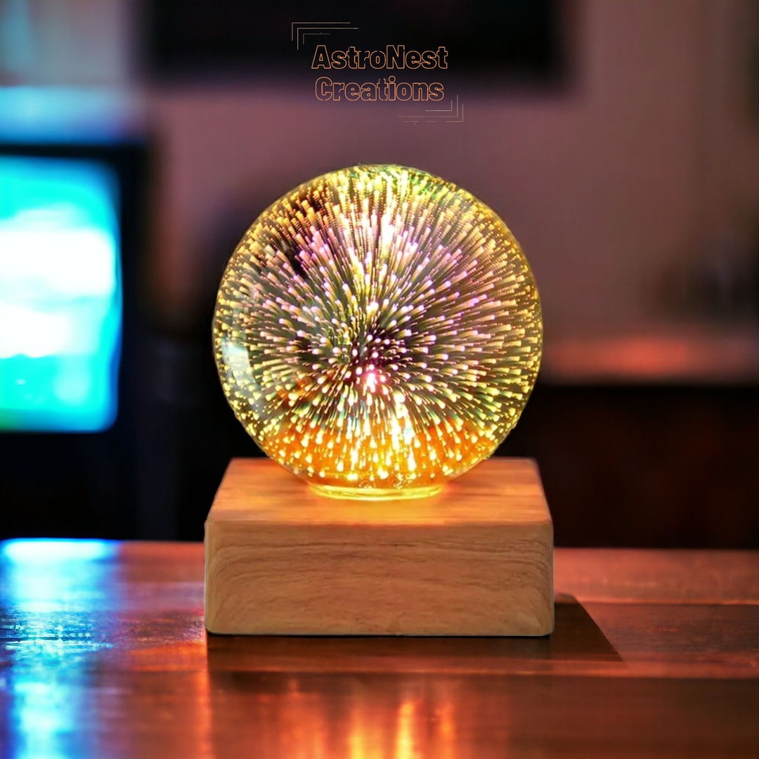 Starry Sky 3D Crystal Ball Night Light Fireworks Decoration Light ...