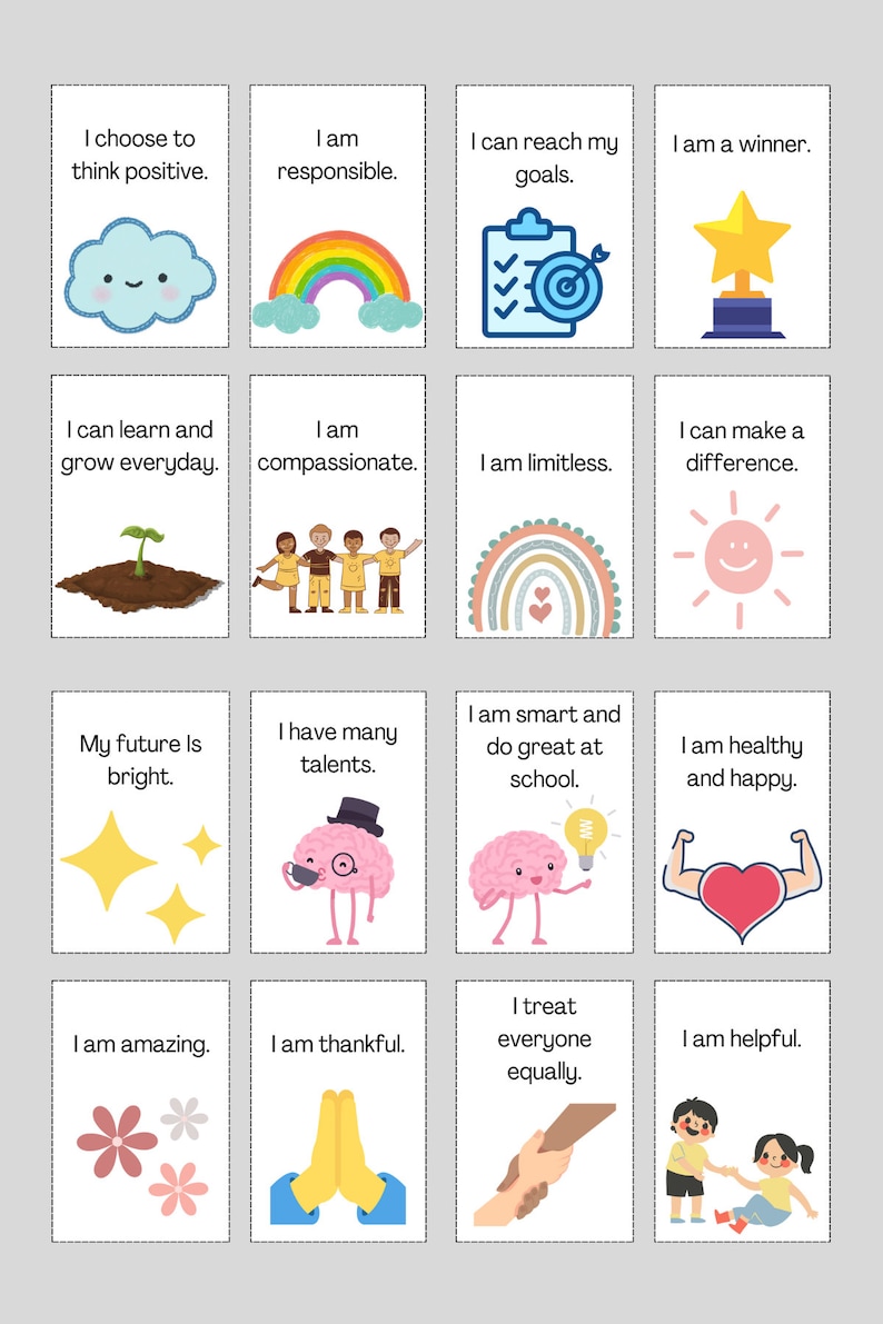 Kids Affirmation Cards: 40 Printable Positive Affirmations (digital ...