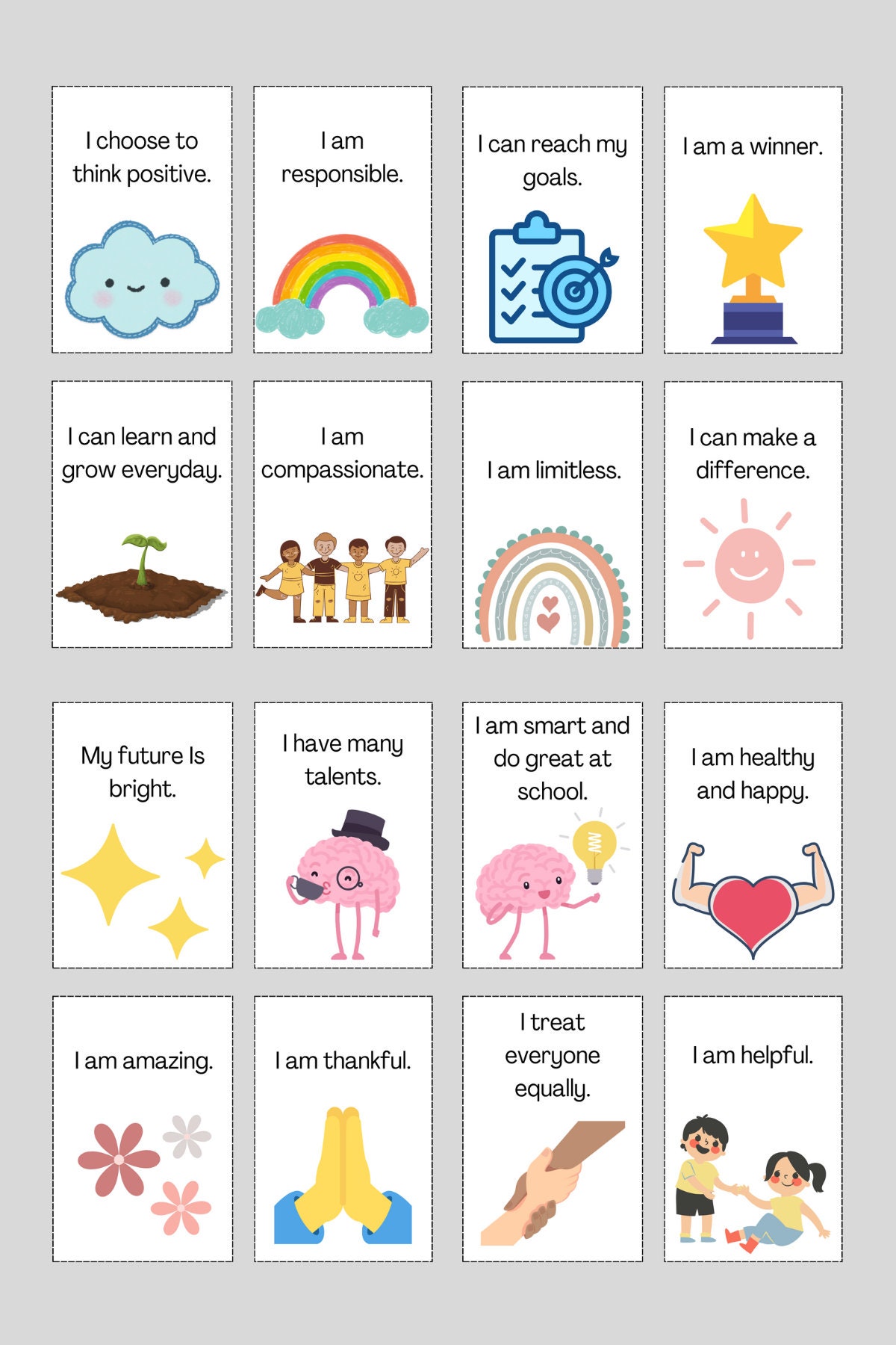 Kids Affirmation Cards: 40 Printable Positive Affirmations (digital ...