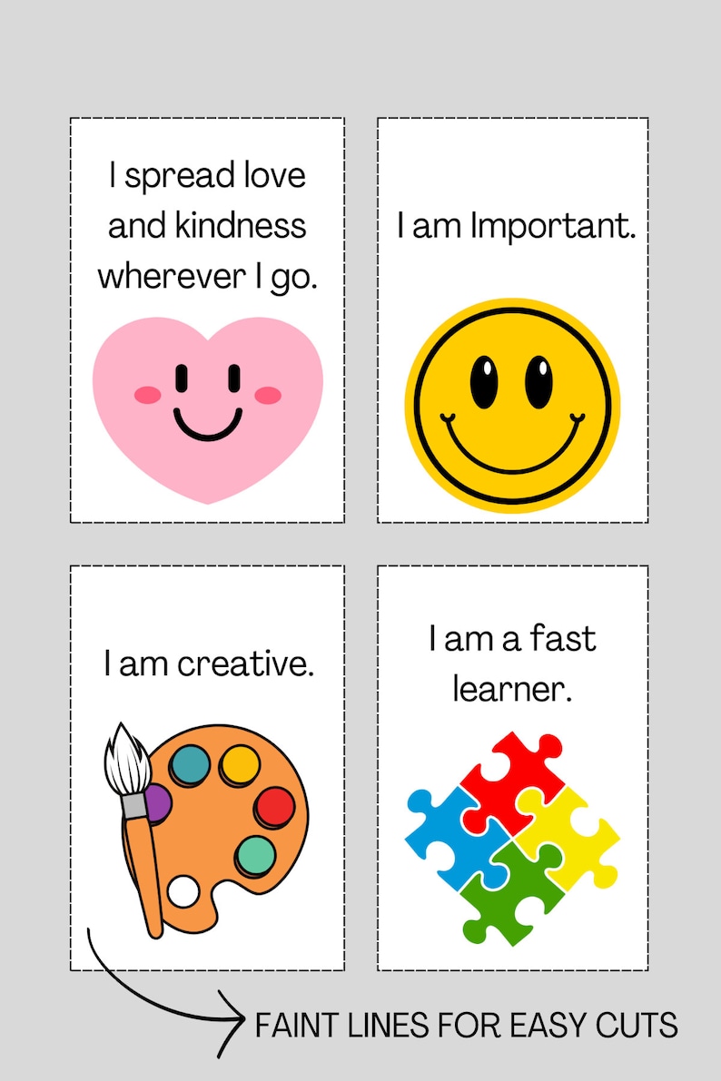 Kids Affirmation Cards: 40 Printable Positive Affirmations (digital ...