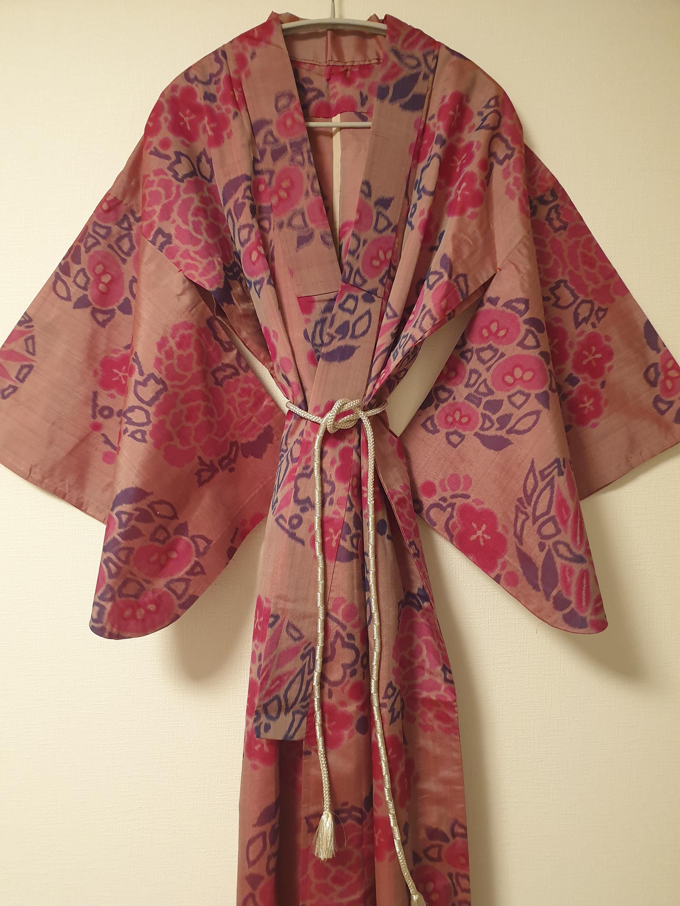 Summer Single-layer Meisen Kimono Robe, Antique Meisen Kimono, Vintage ...