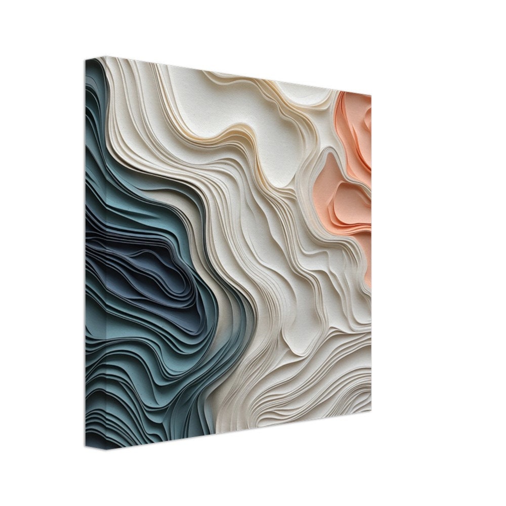 Tricolor Abstract 3D Wave Relief Painting Canvas 1/2 Wall Art, Painting ...