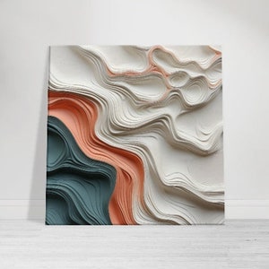 Tricolor Abstract 3D Wave Relief Painting Canvas 2/2, Wall Art ...