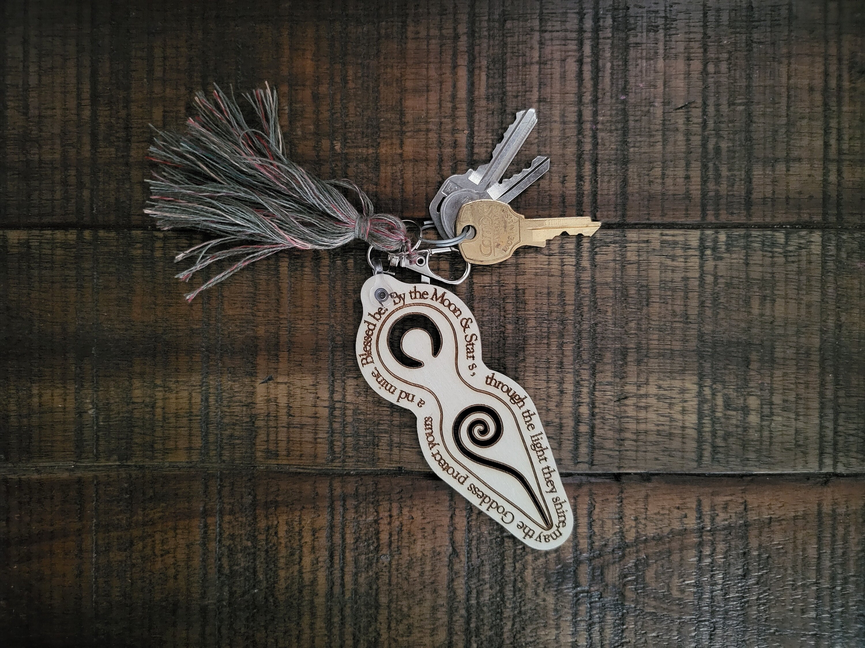 Spiral Goddess Protection Keychain With Tassel | Yule Stocking Stuffer ...