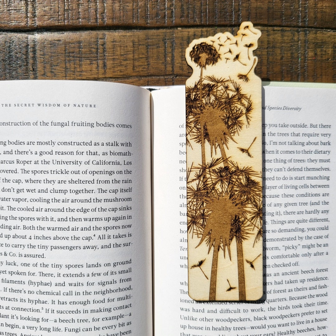 Dandelion Wish Engraved Wood Bookmark | Unique Gift for Nature Loving ...