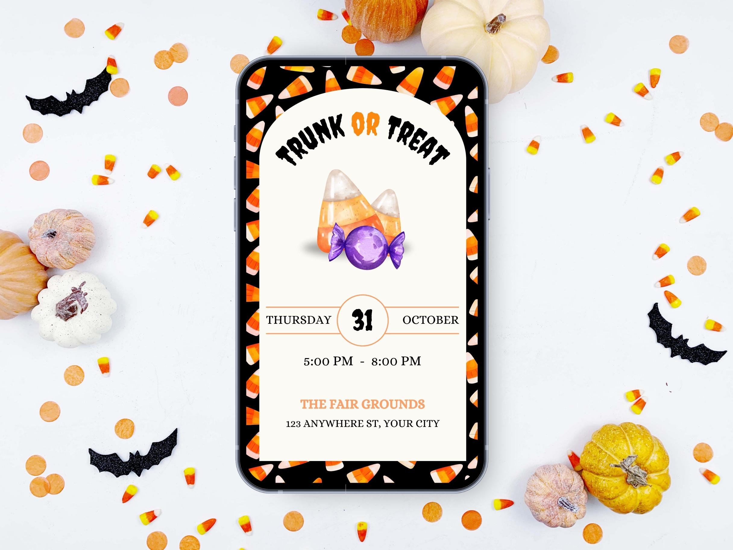 Digital & Printable Trunk or Treat Halloween Invitation: Candy Corn ...