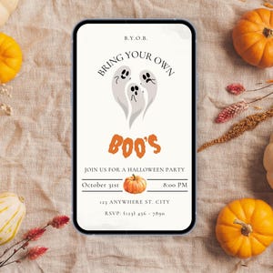 Digital Halloween Party Invitation, 'BYOB – Bring Your Own Boos' With ...