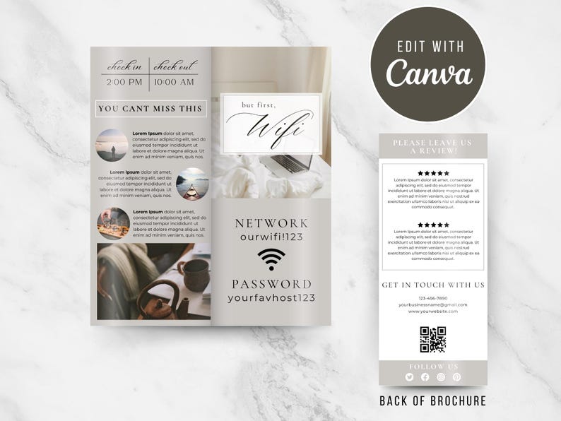 Custom Printable Trifold Welcome Brochure for Airbnb Hosts, Short-term ...