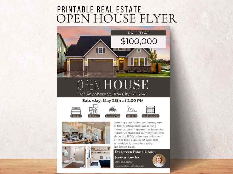 Custom Open House Flyer Template for Realtors, Easy Drag & Drop ...