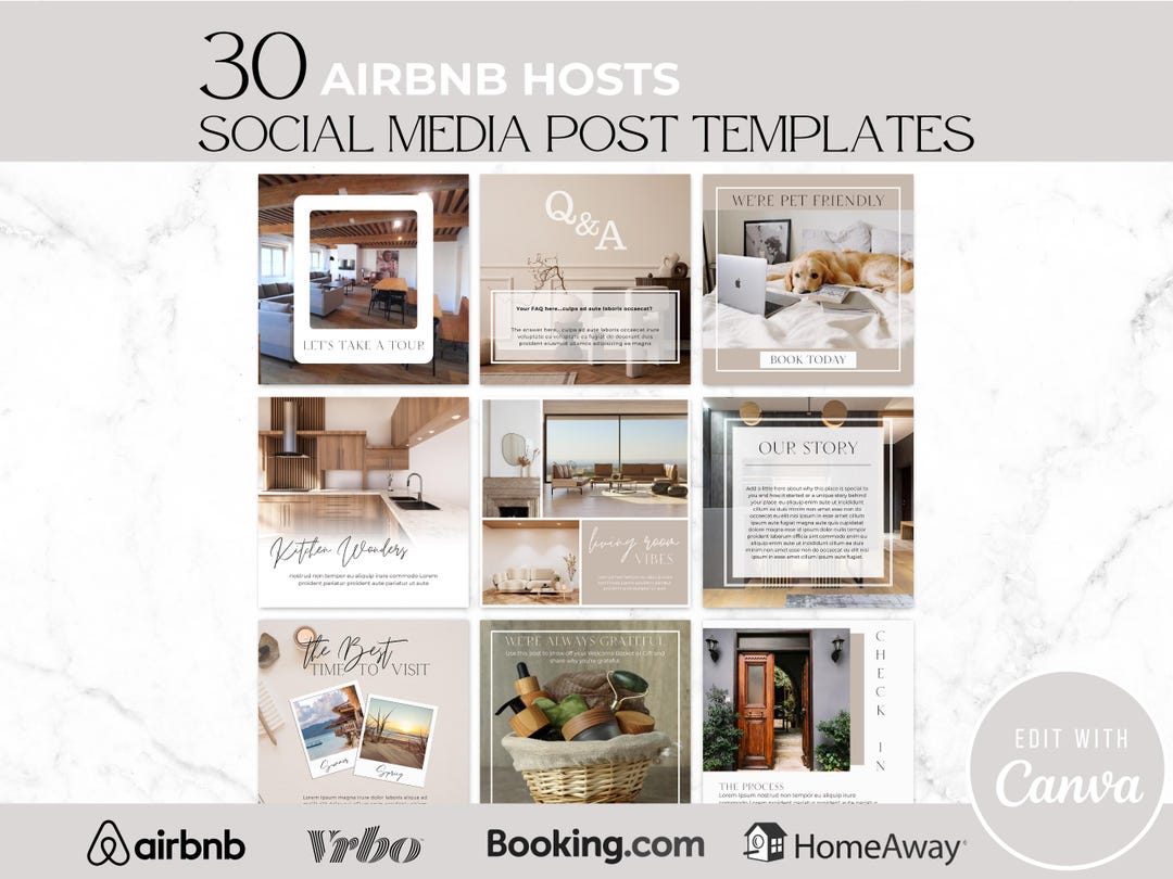 30 Social Media Post Templates for Airbnb Hosts, Instagram Short-term ...
