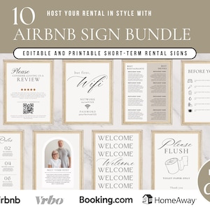 10-pack Printable Airbnb Signs Bundle: Stylish Designs With Wi-fi Info ...