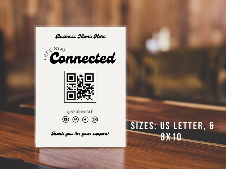 Custom QR Code Social Media Sign for Business (printable) - Etsy