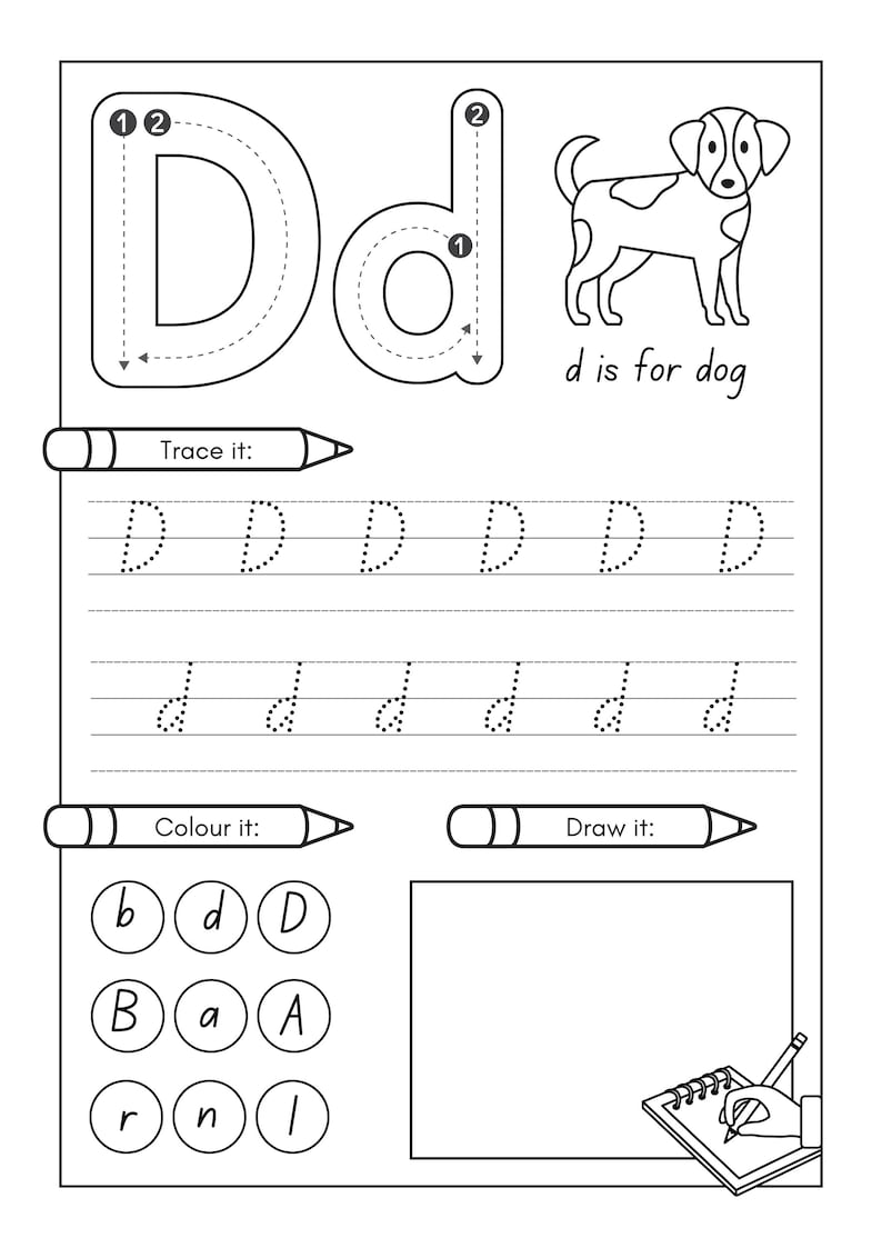 Alphabet Workbook A–Z Printable, Kids Letter Tracing Worksheets ...