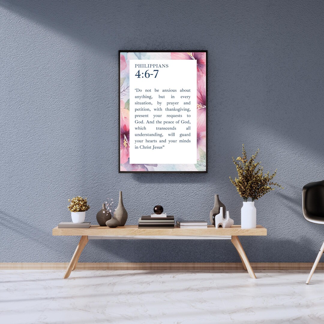 Philippians 4:6-7 Bible Verse Print, Do Not Be Anxious, Christian Wall ...