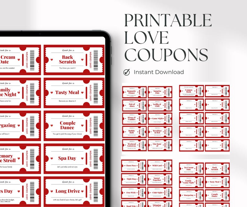 Printable Love Coupon Book, Romantic Gift (instant Download) - Etsy