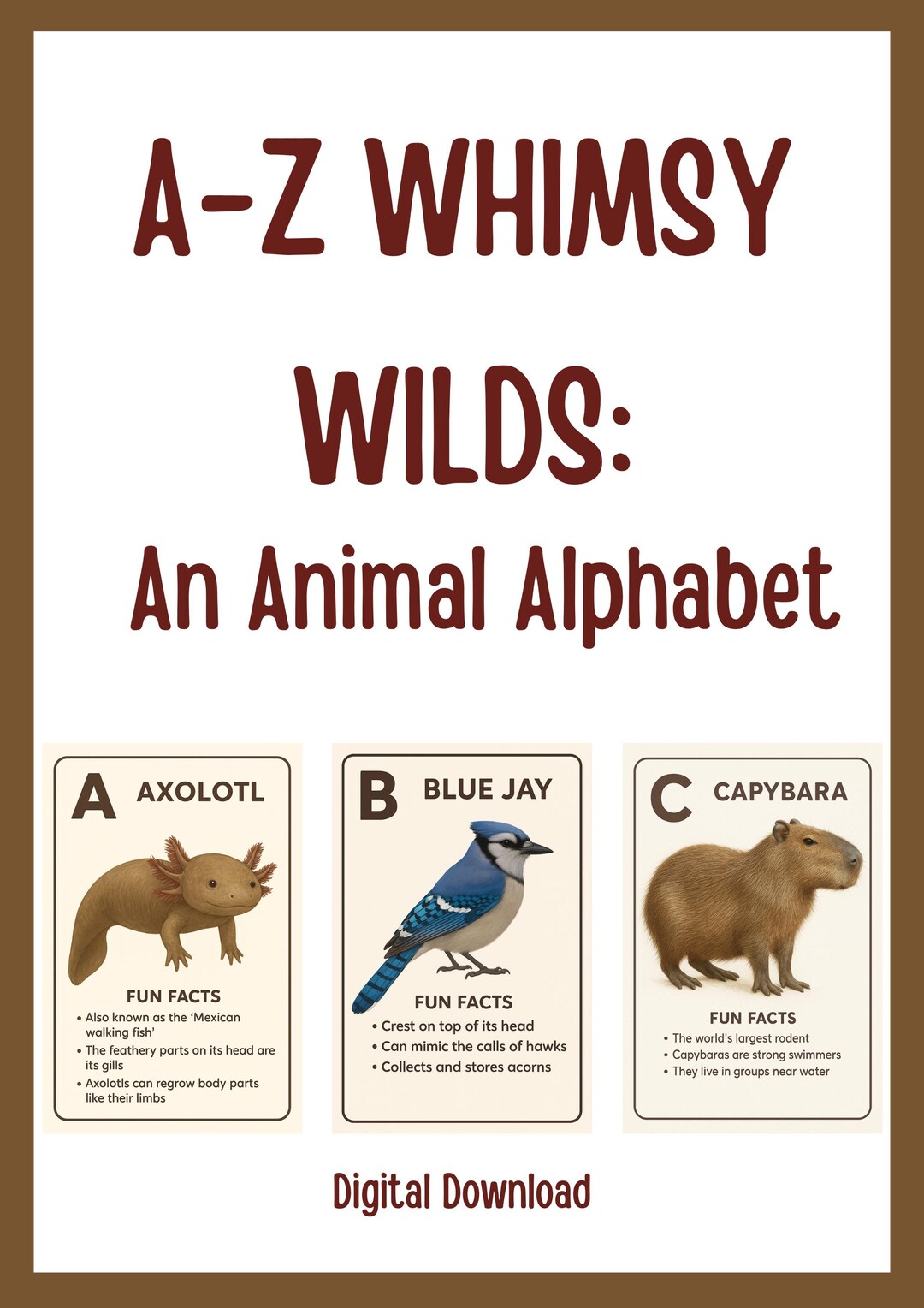 Animal Alphabet Flashcards, Whimsy Wilds ABC Printable (digital ...