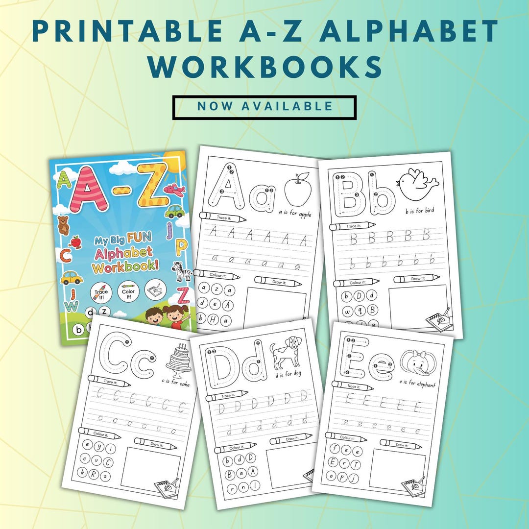 Alphabet Workbook A–Z Printable, Kids Letter Tracing Worksheets ...