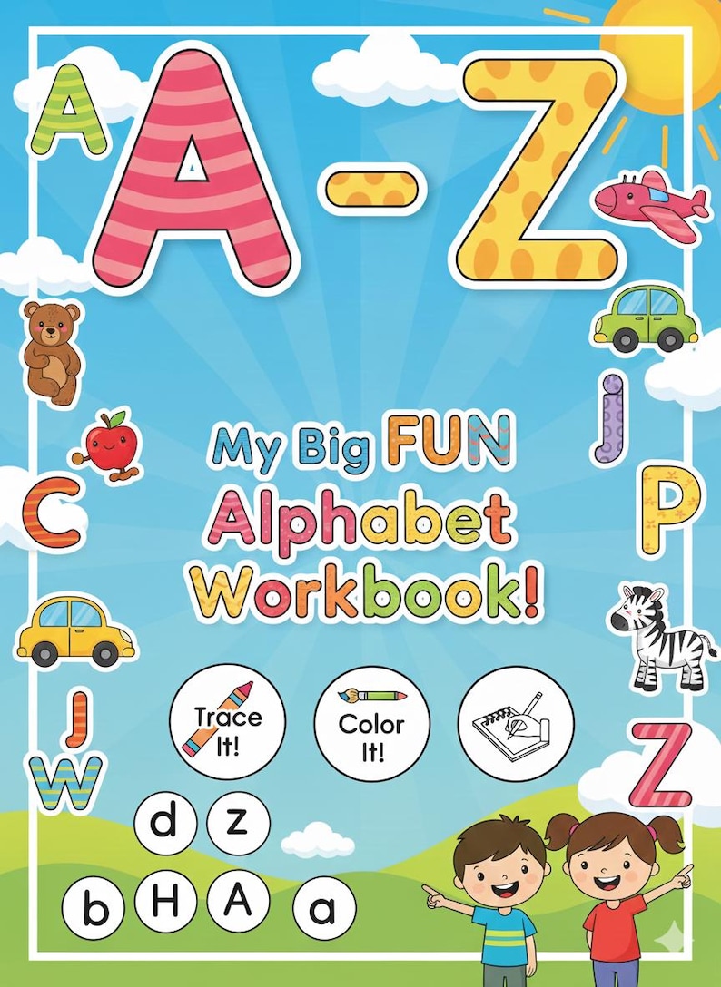 Alphabet Workbook A–Z Printable, Kids Letter Tracing Worksheets ...