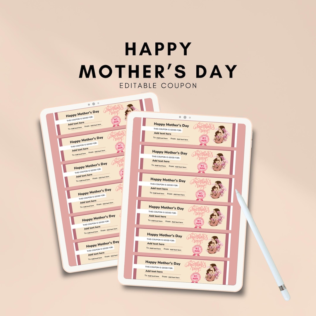 Editable Mother's Day Coupon, Printable Voucher (digital Download) - Etsy