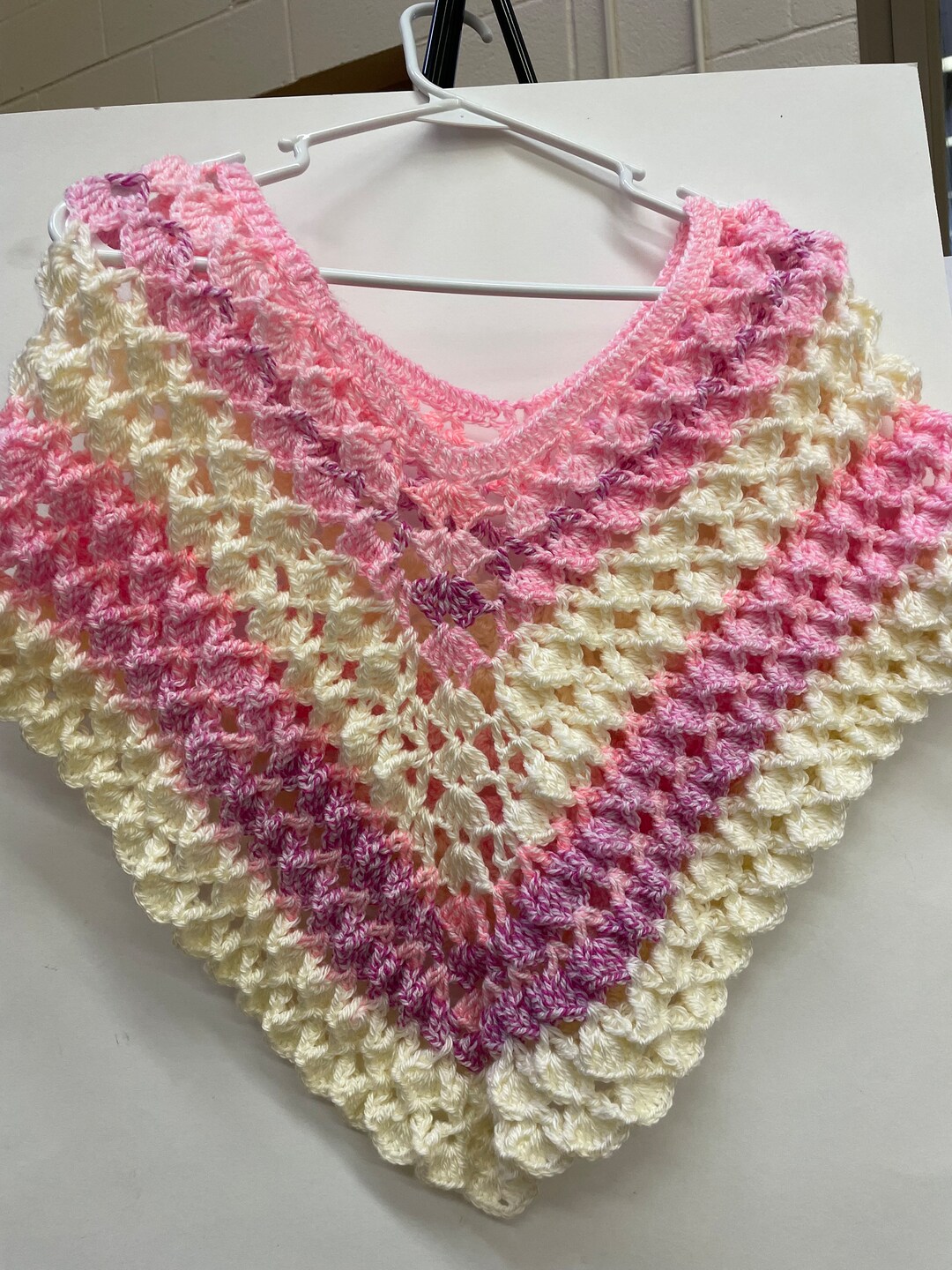 Pink Crochet Soft Wool Poncho - Etsy