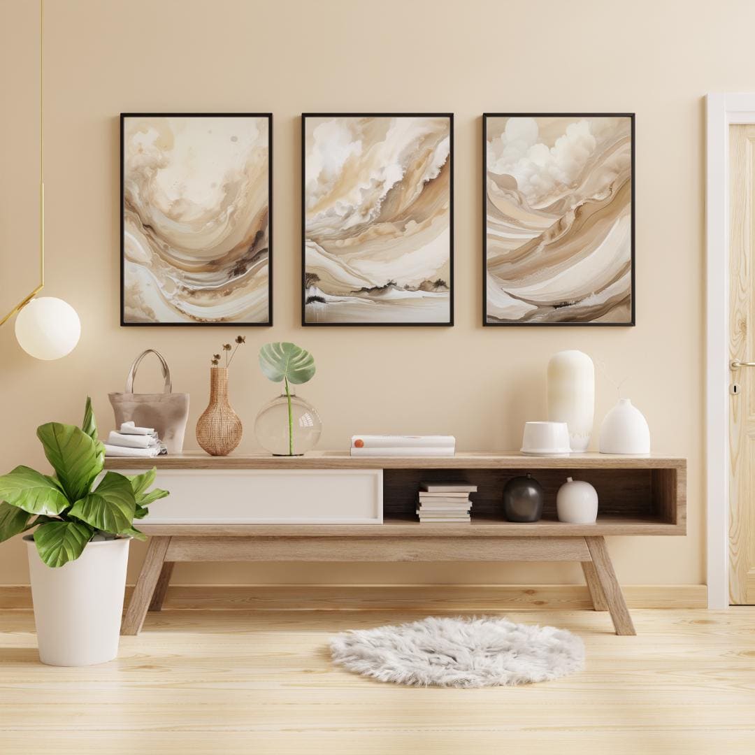 Abstract Print Set of 3, Minimalist Abstract Wall Art Print, Neutral ...