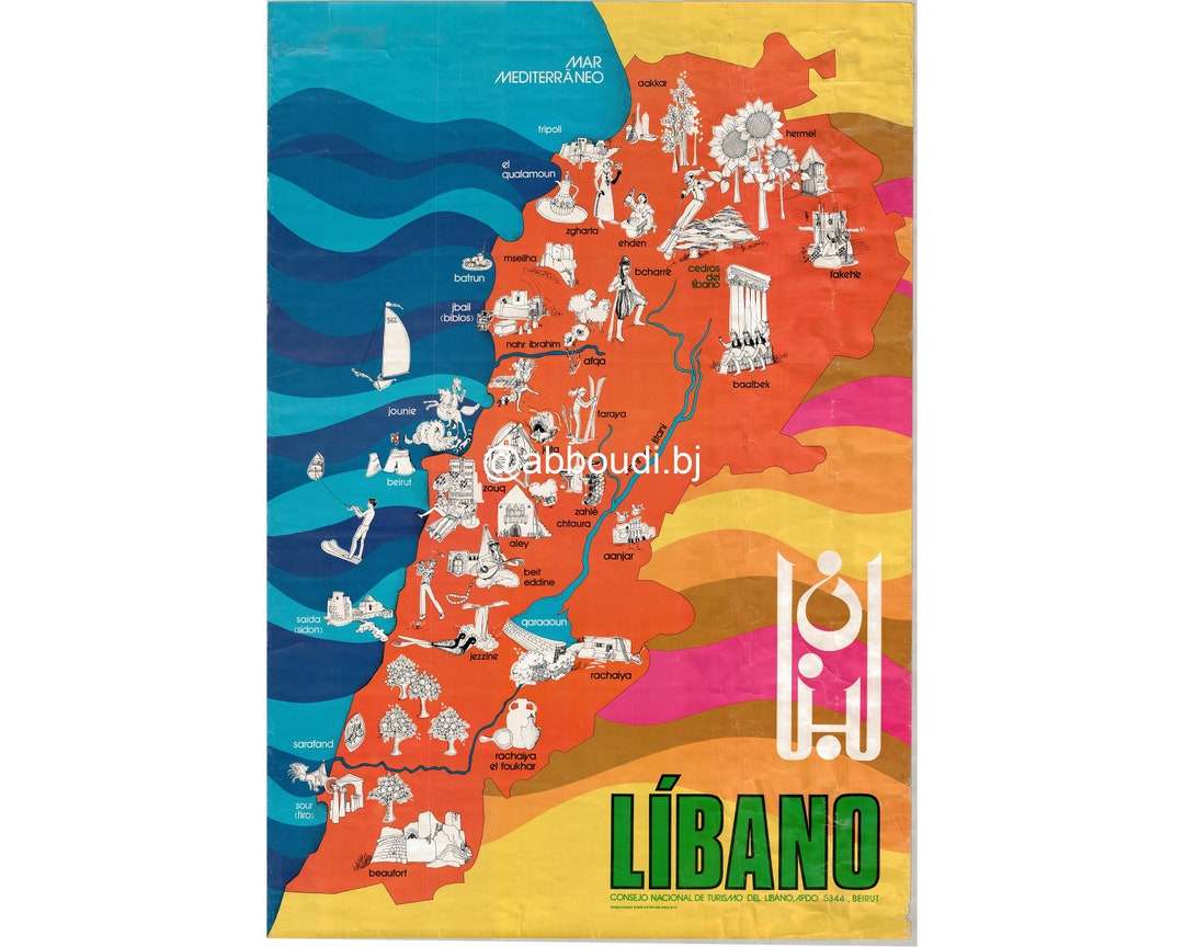 Libano Map - Etsy