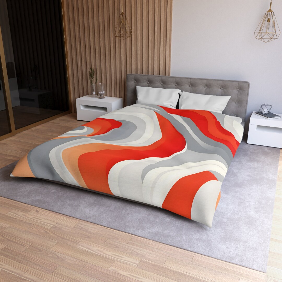 Red and Silver Wavy Microfiber Comfortable Duvet Cover - Etsy