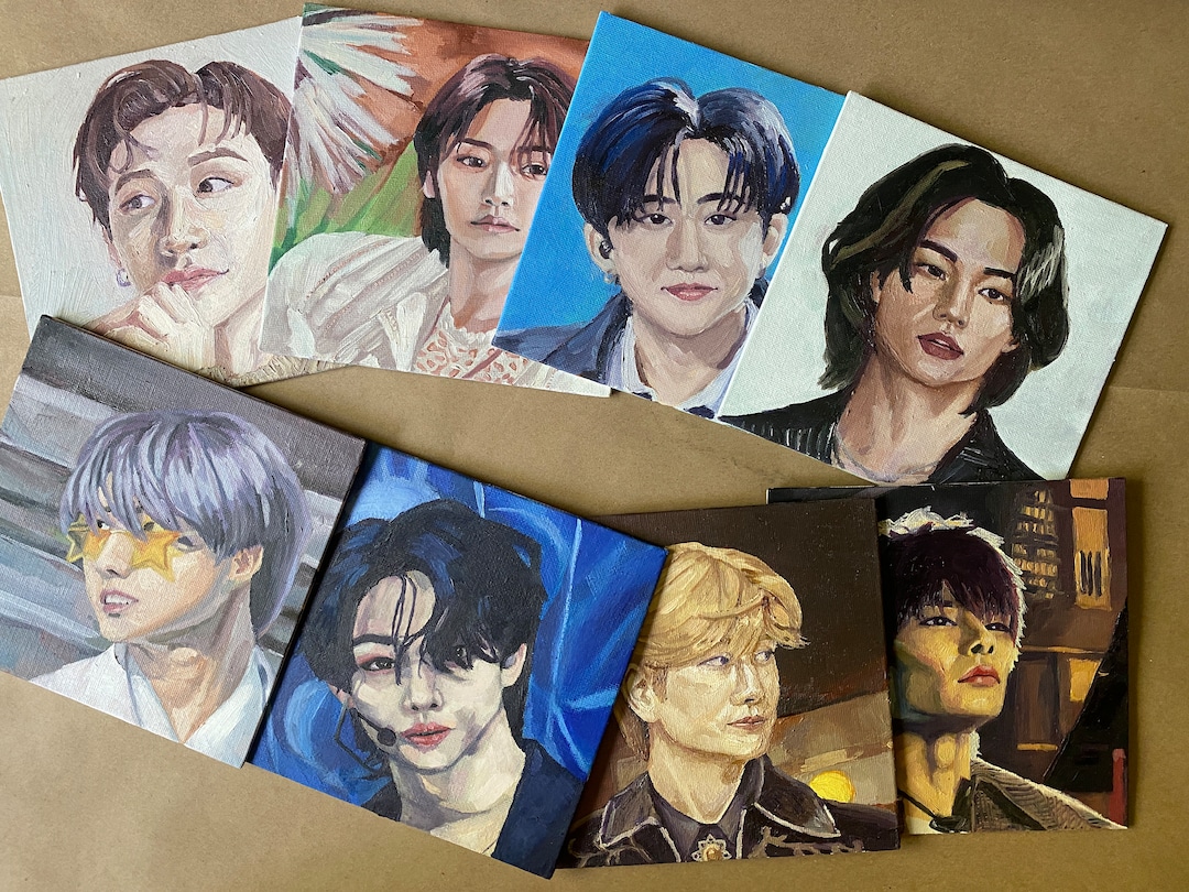 Stray Kids Kpop Original Small Oil Paint Portraits - Etsy