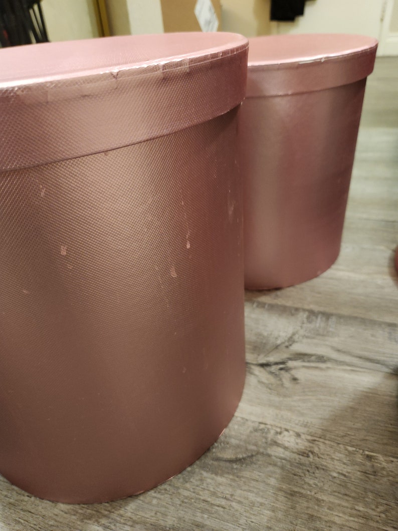 Large Set of 3 Round Barrel Flower Boxes, Gift Boxes, Luxurious Floral ...