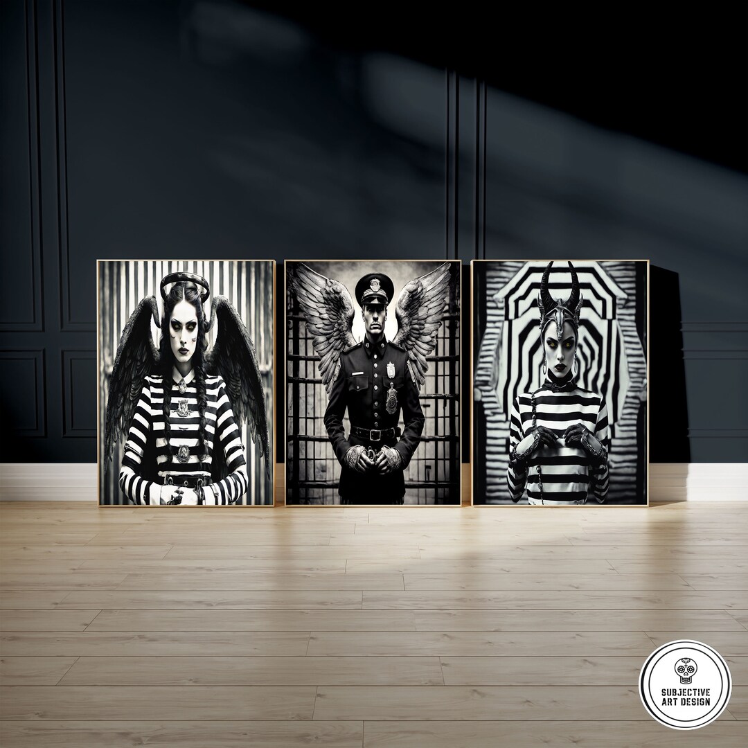 BW Fallen Angel Prison Uniform Halo Angel Prison Guard - Etsy