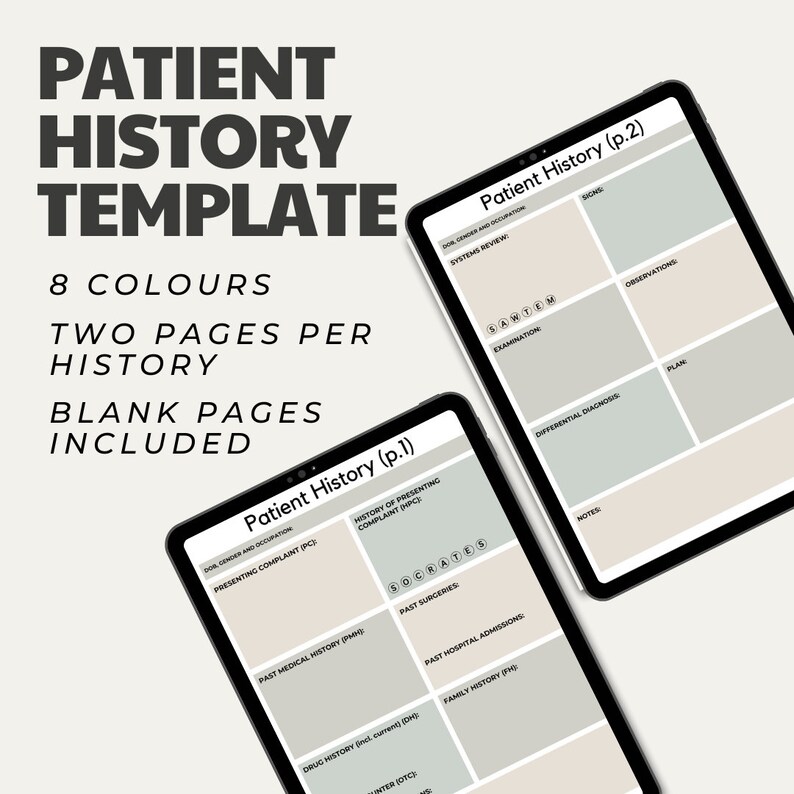 Detailed Patient History Template- Instant Download, Perfect for ...