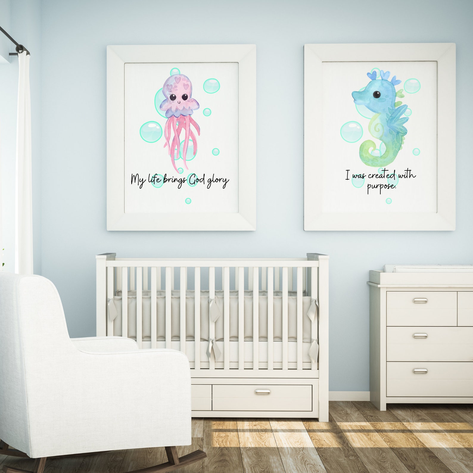 Colorful Christian Ocean Nursery Wall Art- Under the Sea Christian Kids ...
