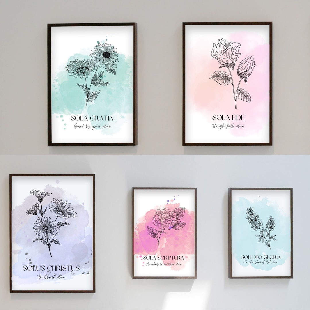 5 Solas, the Five Solas of the Reformation Flower Wall Art Digital ...