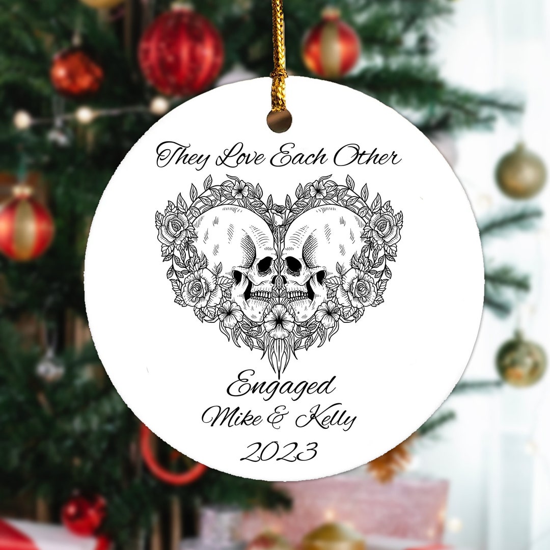 Personalized Deadhead Themed Engaged Ceramic Christmas Ornament Roses ...