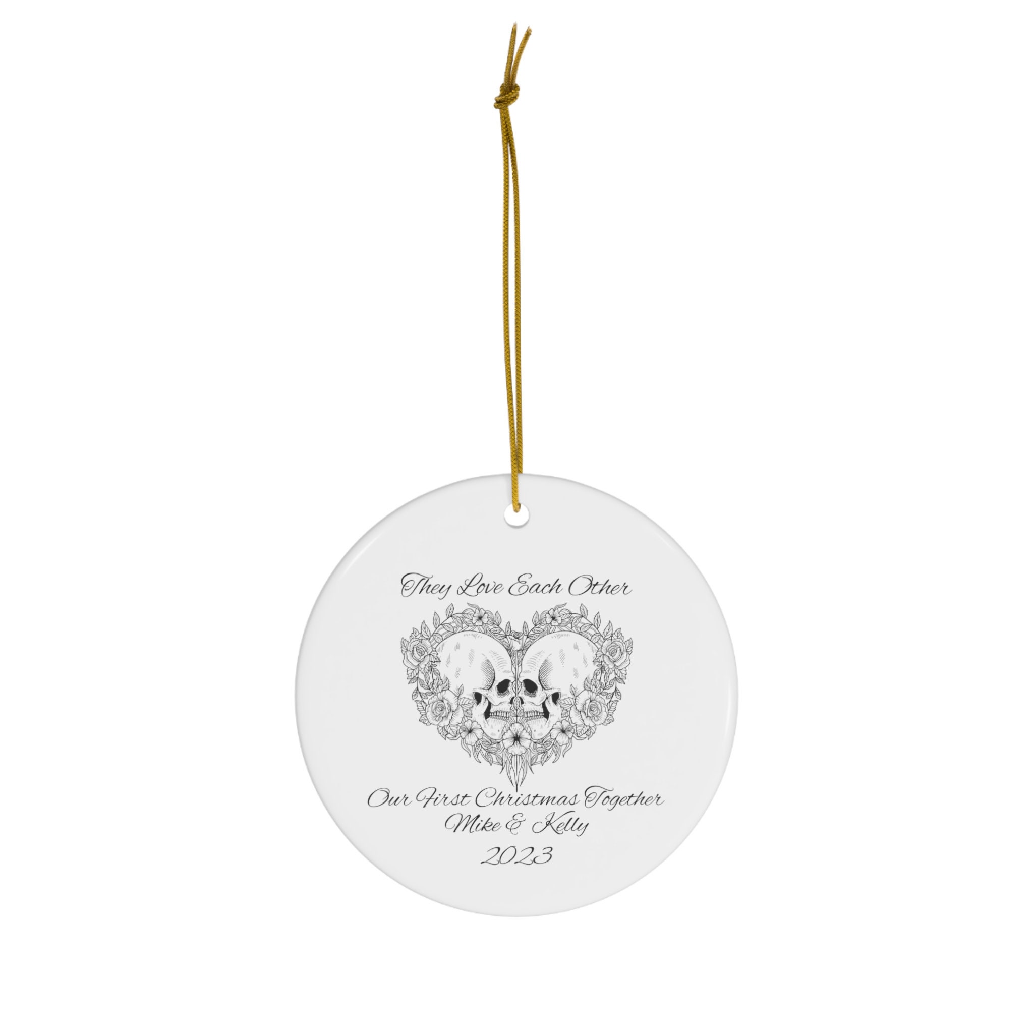 Personalized Deadhead Themed Engaged Ceramic Christmas Ornament Roses ...