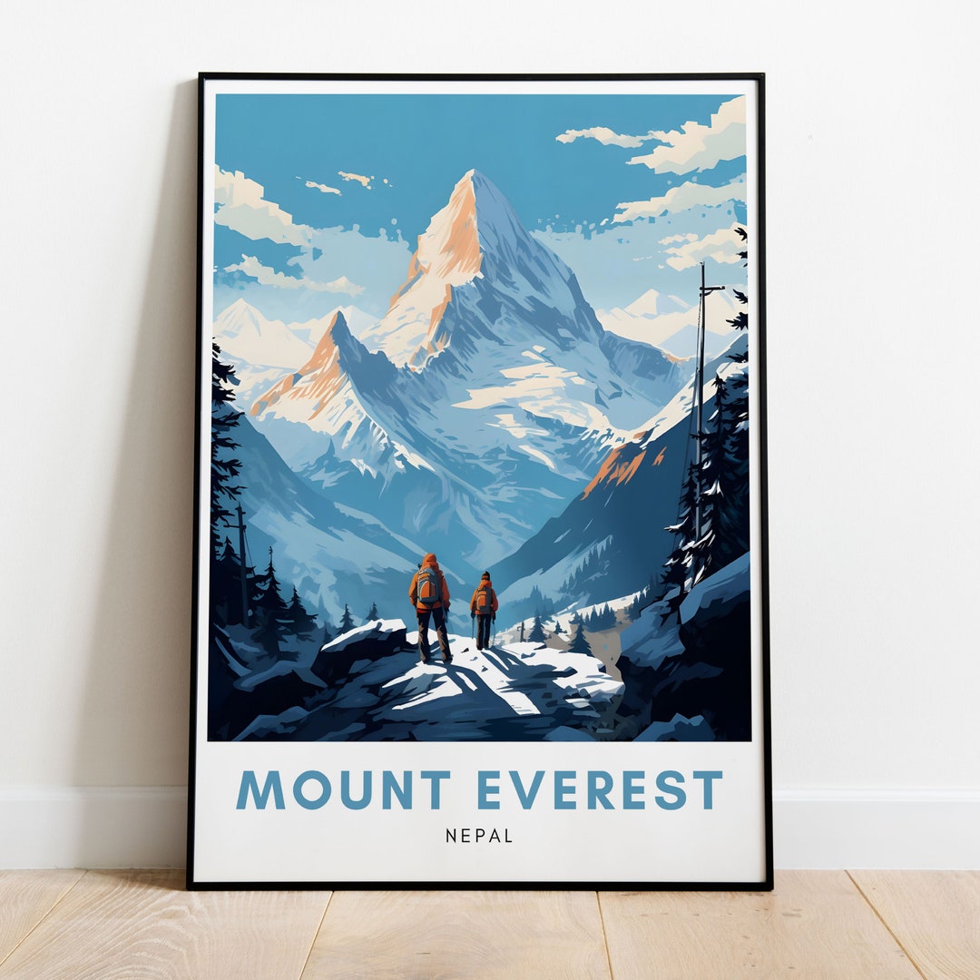 Mount Everest Travel Print Hiking Wall Art Nepal Wall Hanging Home ...