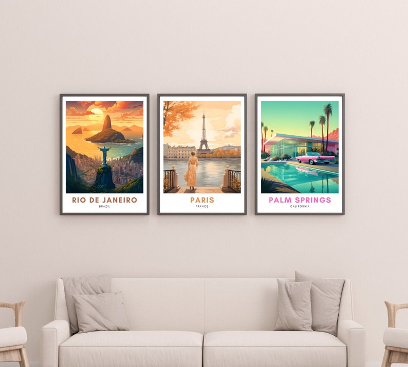 Set of 3 Custom Personalized City Prints Any Three Locations Wall Art ...