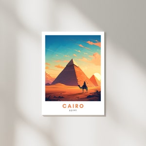 Cairo Travel Poster Wall Art Eqypt Great Pyramids of Giza Sahara Home ...