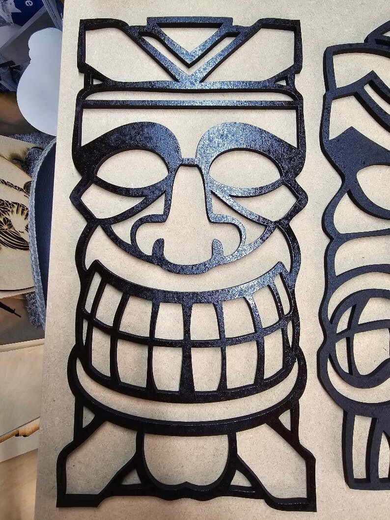 Tiki Mask Silhouette Wall Art, Plaque Set of 3 - Etsy