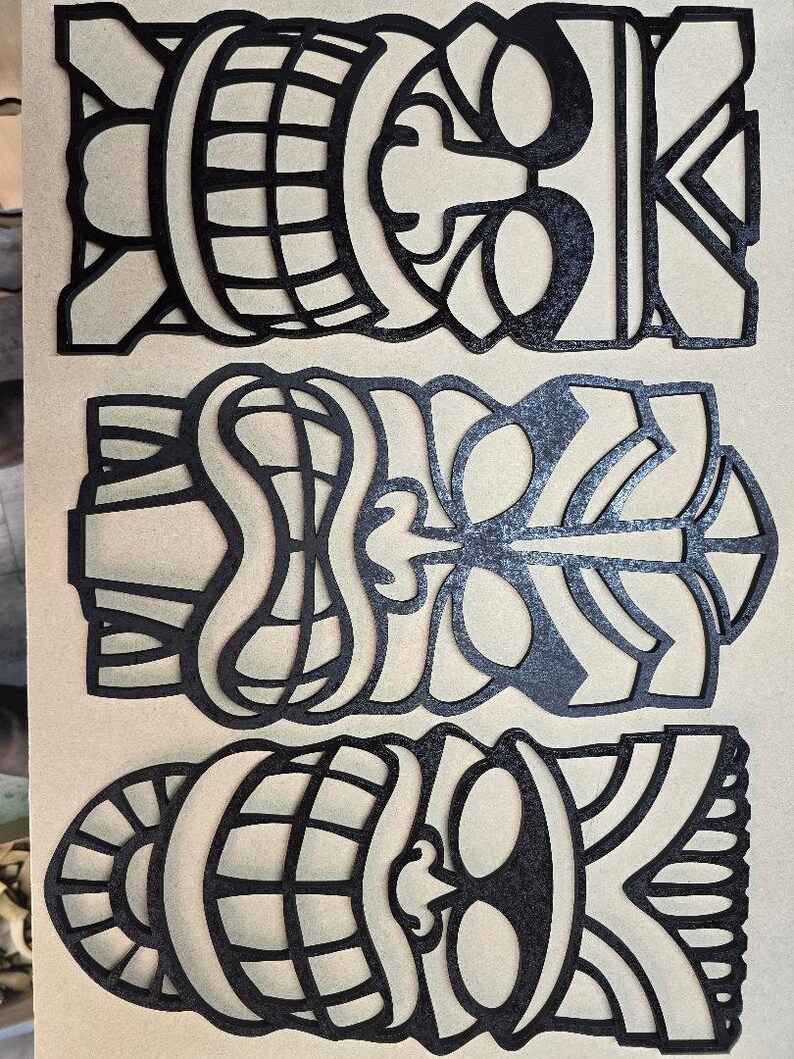 Tiki Mask Silhouette Wall Art, Plaque Set of 3 - Etsy