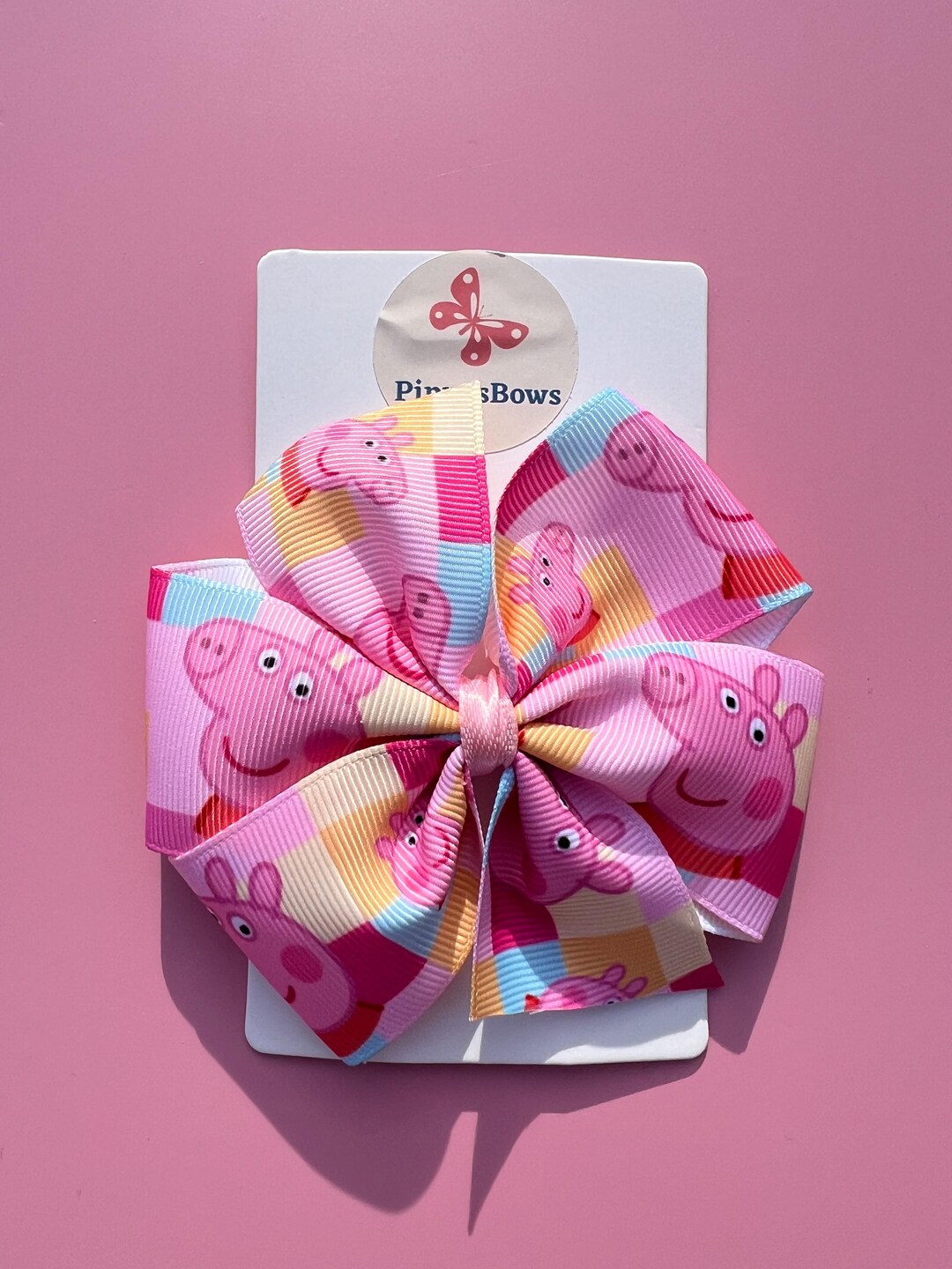 Large Peppa Pig Inspired Pinwheel Hair Bowlarge ...