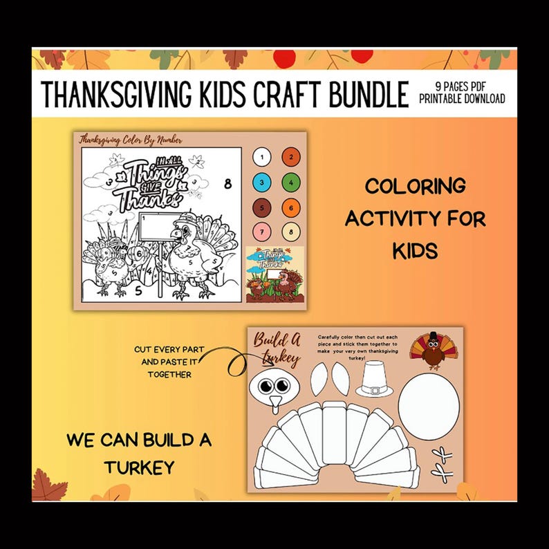 Thanksgiving Kids Crafts Bundle - Printable Activities & Coloring Pages ...
