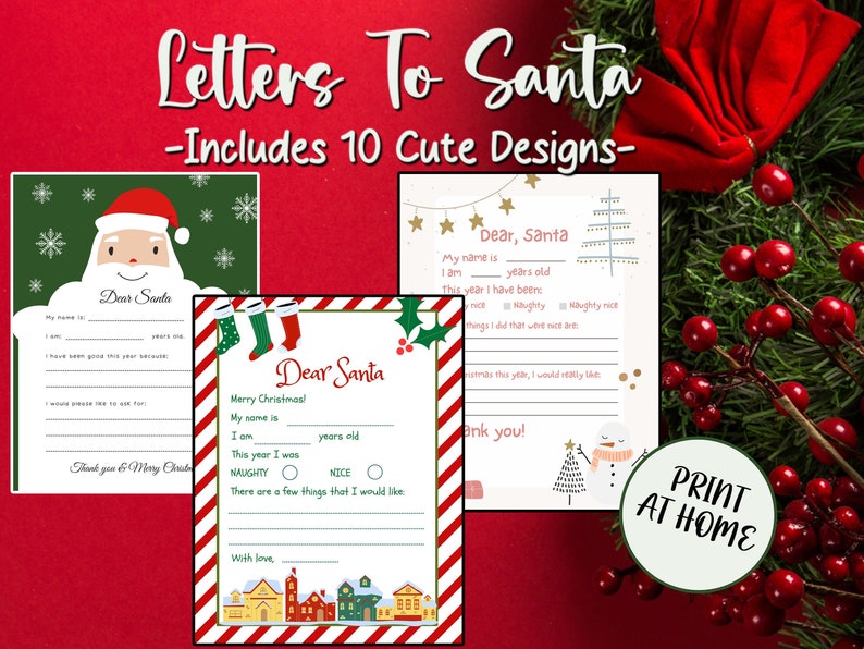 Letter to Santa, Digital Dear Santa Letter Template, Print at Home ...