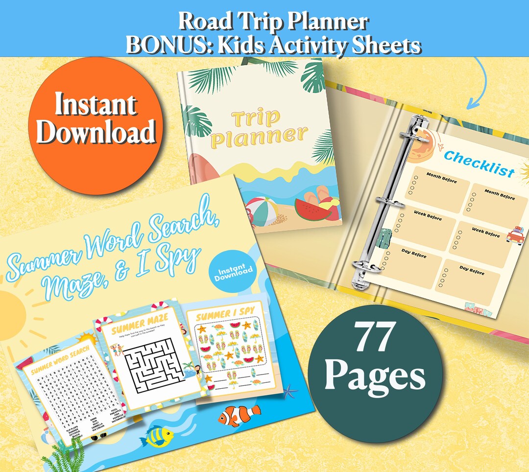 Family Road Trip Planner With Fun Activities for the Kids- Printable ...