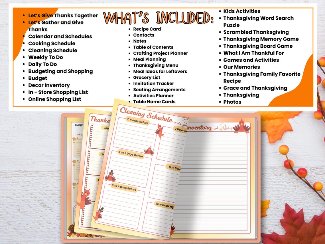 Thanksgiving Planner Printable: 60-page Holiday Organizer (digital ...
